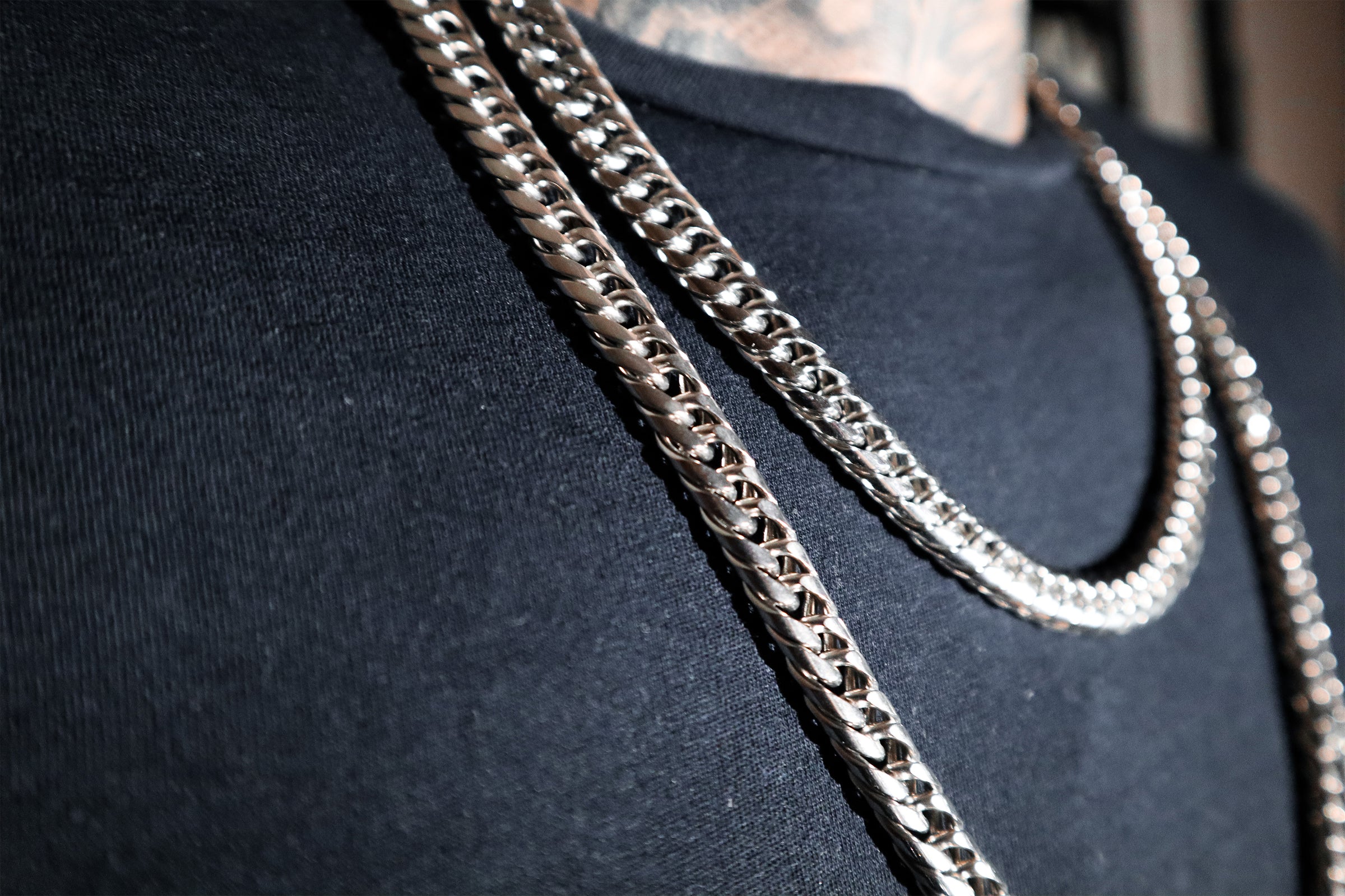 Fishbone Cuban Double Chain Set